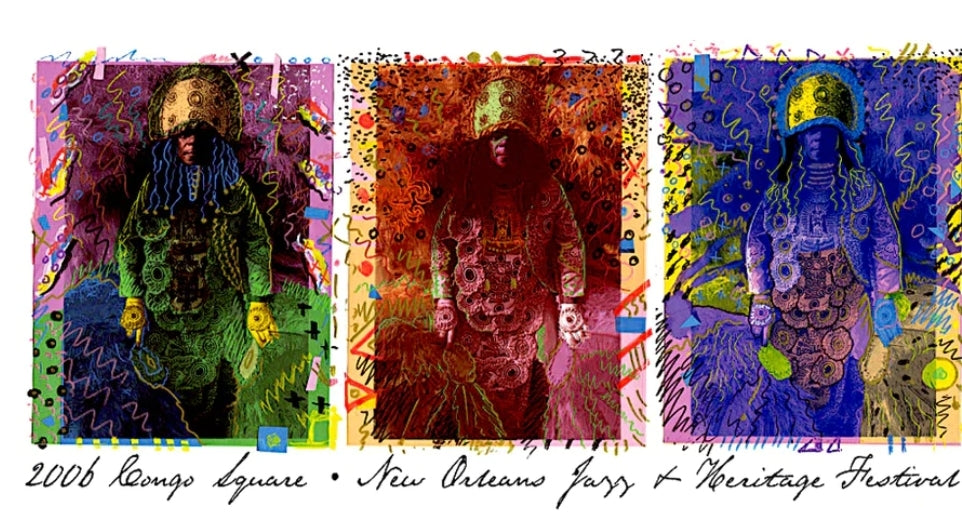 2006 New Orleans Congo Square Poster - Triple Signed – Geaux Art